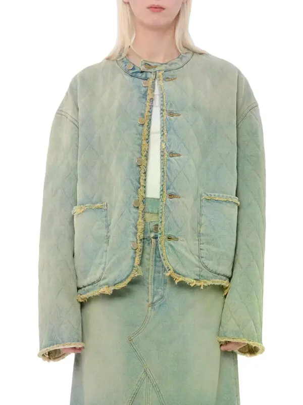 MAGLIANO Quilted Frayed-edge Jacket - Blue