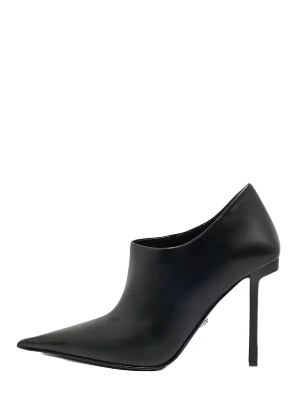 Versace Calf Leather Pointed Toe Stiletto Ankle Boots - Black