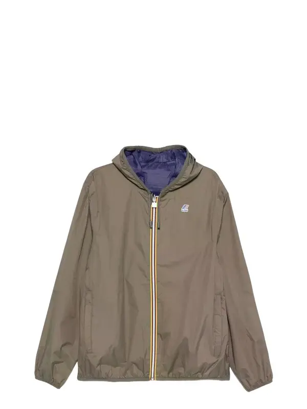 K-WAY Hooded Logo Patch Jacket - Brown