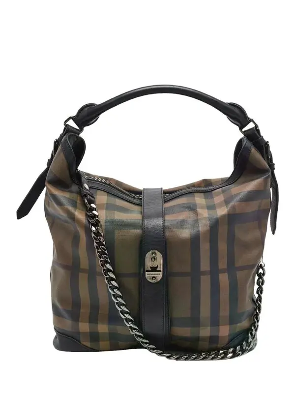 Burberry Smoked Check Chain-detail Tote Bag - Brown