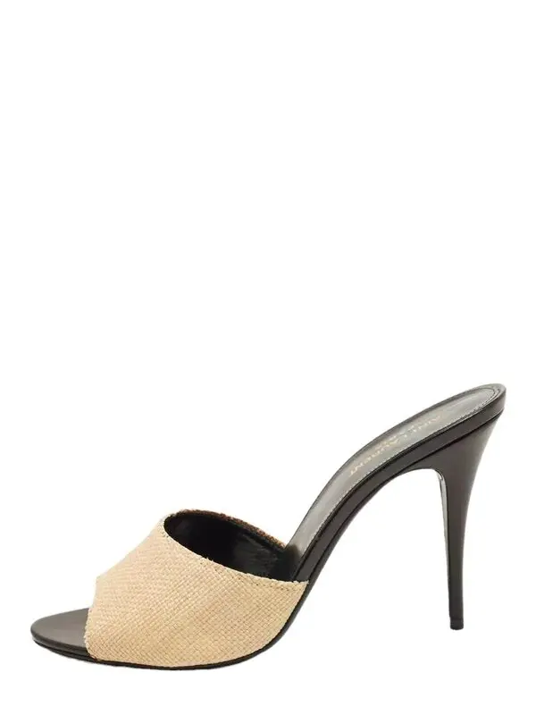 Saint Laurent La 16" Raffia Stiletto Slide Sandals - Neutrals