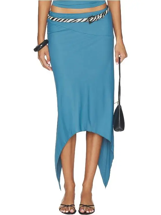 Lioness Trophy Midi Skirt - Blue