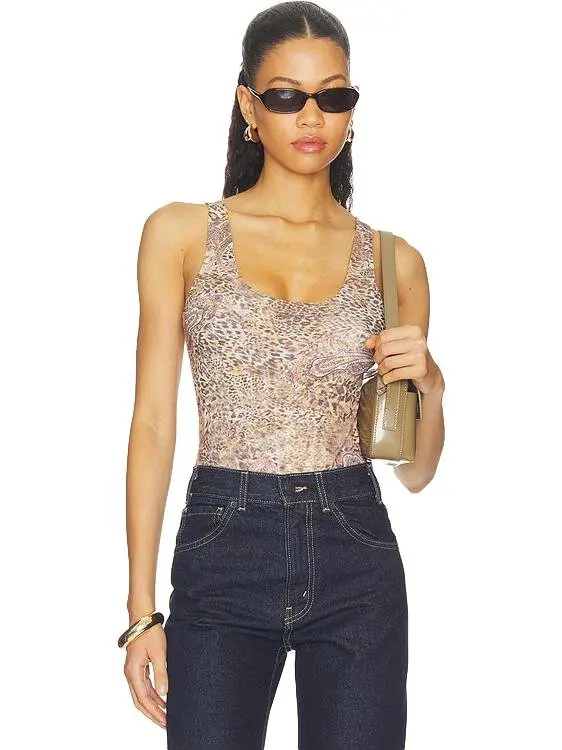 L'Agence Kalea Scoop Neck Tank Bodysuit - Multi