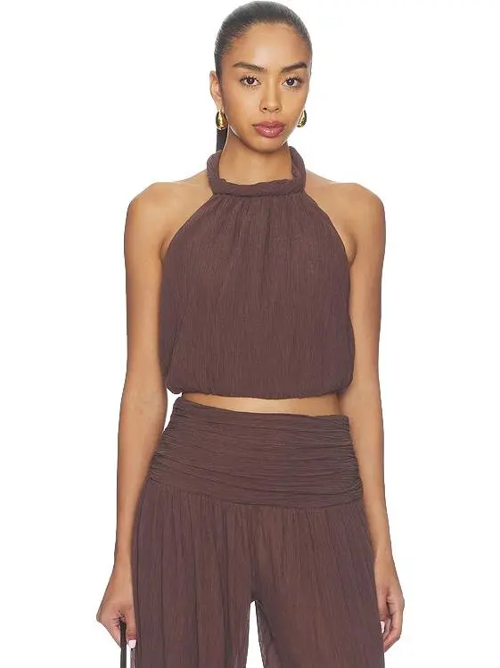 CAMILA COELHO Mirelle Top In . Also - Chocolate