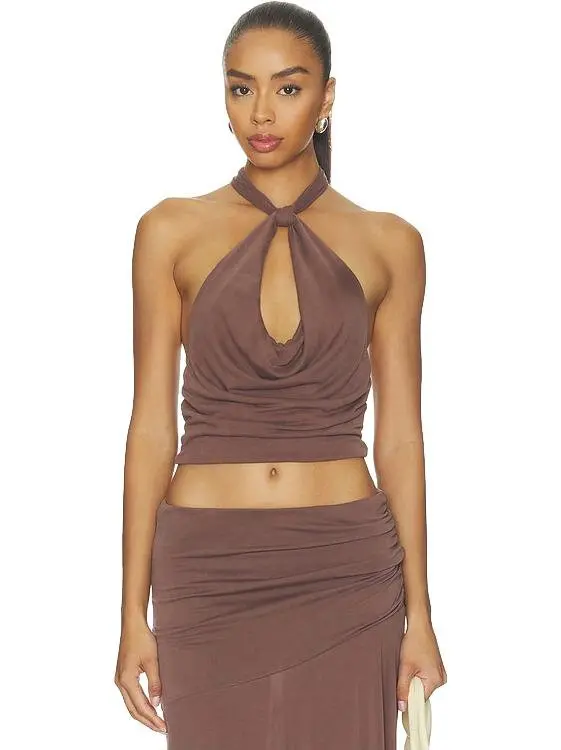 NIA Lucia Halterneck Top - Brown