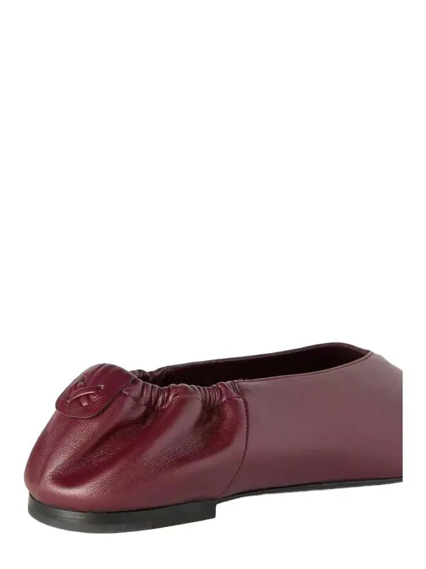 RETORI Retro Leather Pointed-toe Flat Pumps - Red