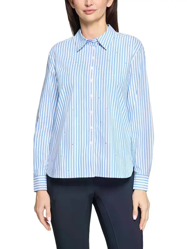 BETTY BARCLAY Crystal Embellished Striped Shirt - Blue