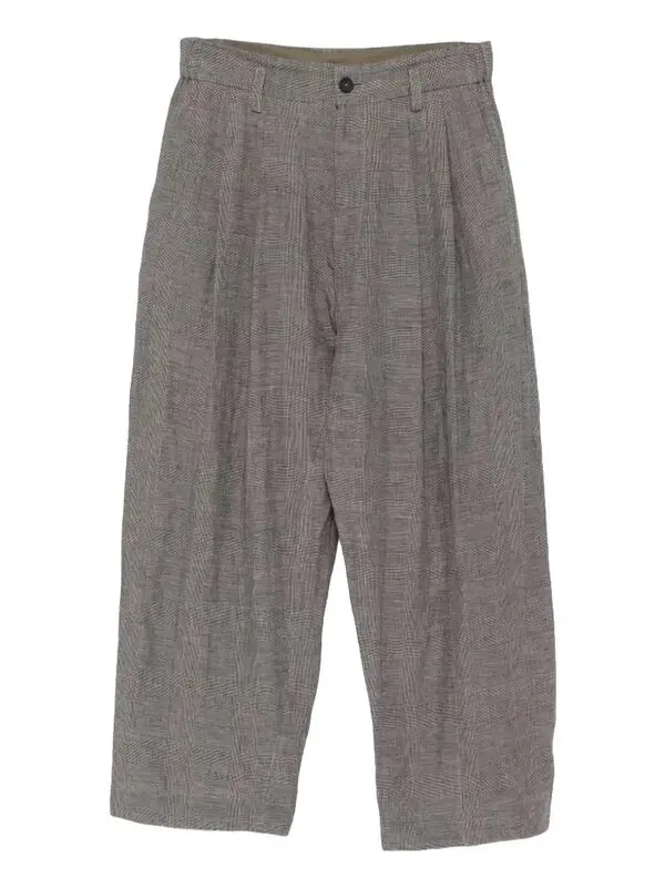 ZIGGY CHEN Check Pattern Tailored Trousers - Grey