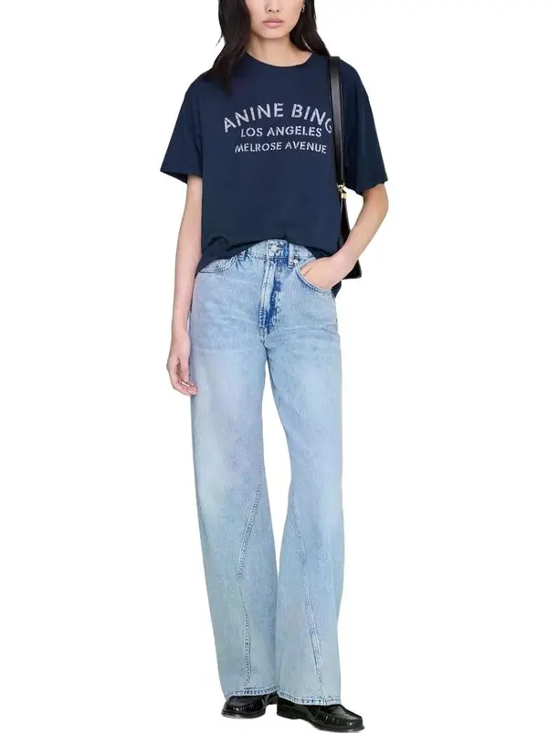 ANINE BING Cade T-shirt Melrose Stencil Navy - Blue