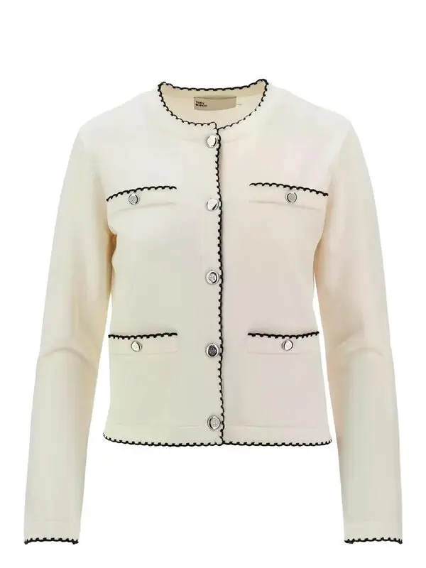 Tory Burch Kendra Scallop Trim Button-up Cardigan - Neutrals