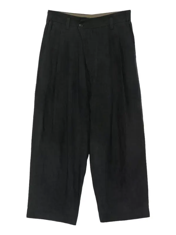ZIGGY CHEN Pleated Waistband Wide Leg Trousers - Blue