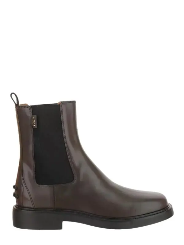 TOD'S Elasticated Leather Ankle Boots - Brown
