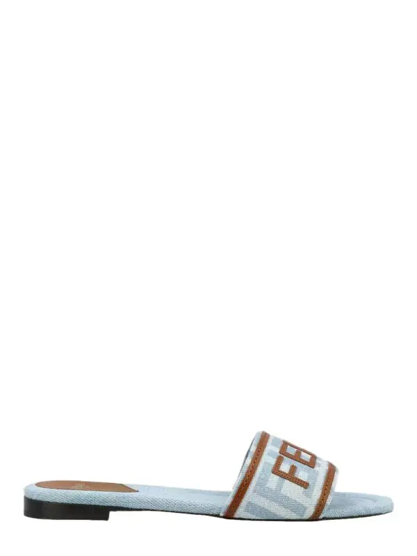Fendi Sunshine Logo Patch Ff Motif Sandals - Blue