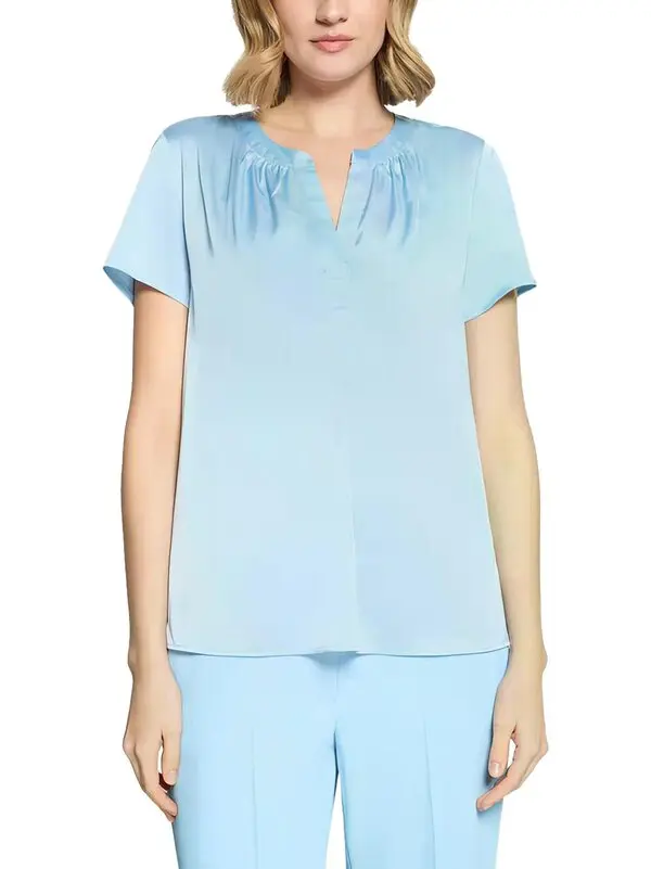 BETTY BARCLAY Pleated Satin-finish Blouse - Blue
