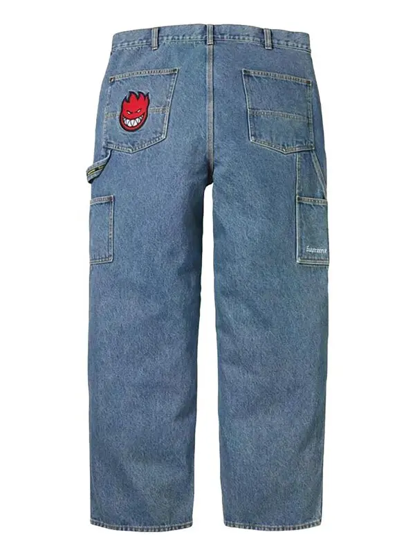 Supreme X Spitfire Double Knee Logo Patch Jeans - Blue