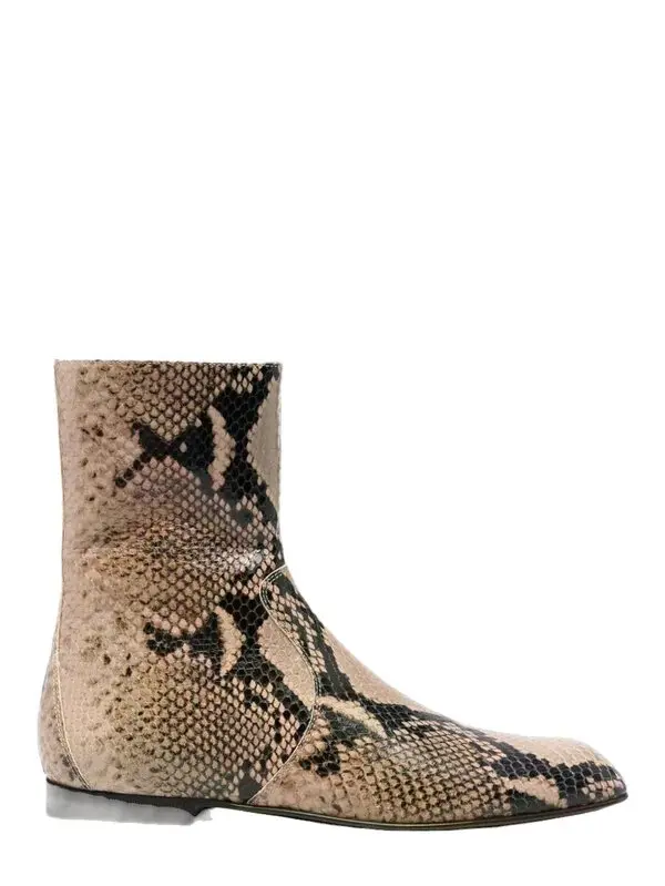 Khaite Snake-effect Ankle Boots - Neutrals