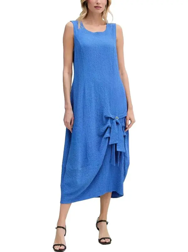 Joseph Ribkoff Textured Midi Dress With Bow Detail - Blue