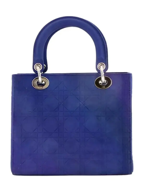 Dior Lady Bag Cannage Embossed Matte Calfskin Satchel - Blue