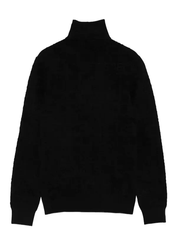 Iceberg Patterned Turtleneck Sweater - Black
