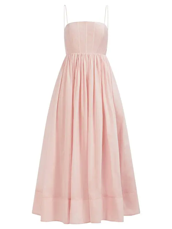 Aje Rosie Cotton-silk Midi Dress - Pink