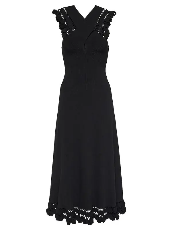 Ulla Johnson Fiora Ribbed-knit Midi Dress - Black