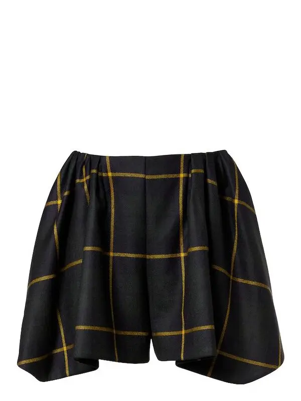 PATOU Checked Virgin Wool Shorts - Green