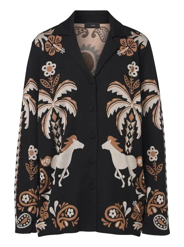 Alanui Island Roots Wool And Silk-blend Blazer - Black