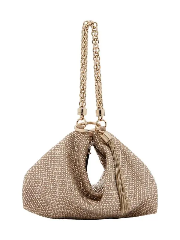 JIMMY CHOO Callie Medium Embellished Clutch In Chai/light Gold - Beige
