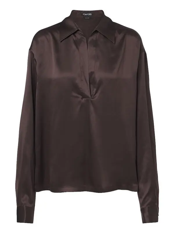 TOM FORD Silk Satin Blouse - Brown