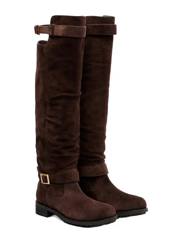 JIMMY CHOO Biker Suede Over-the-knee Boots - Brown