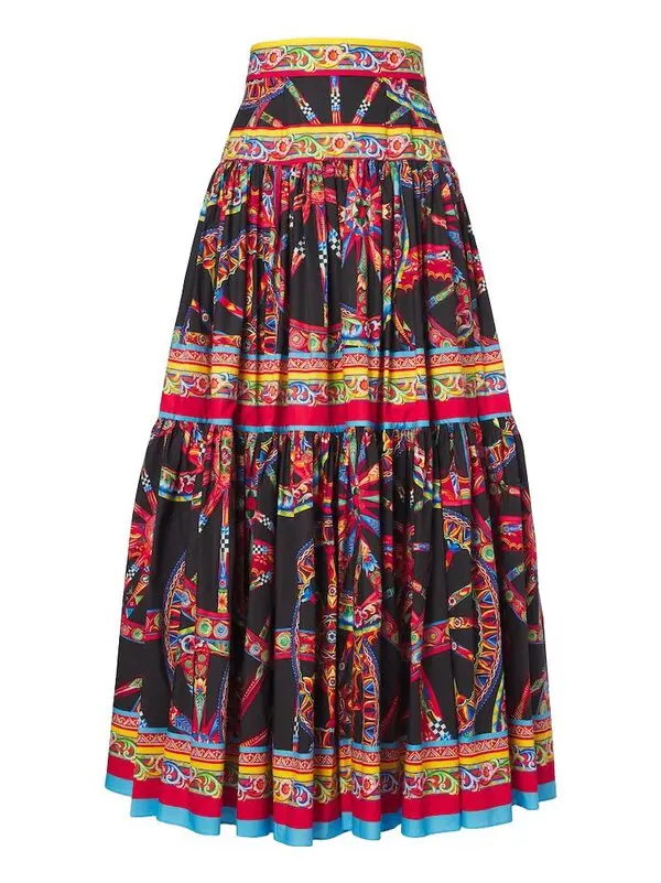 Dolce & Gabbana Carretto Cotton Maxi Skirt - Multicoloured