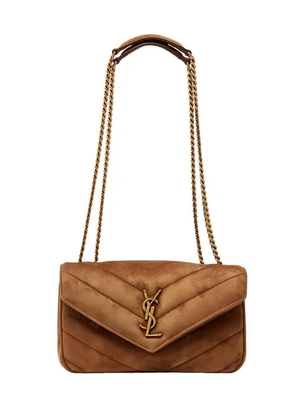 Saint Laurent Loulou Small Matelassé Shoulder Bag - Brown