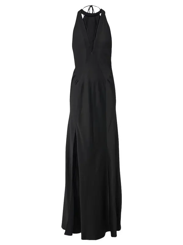 Victoria Beckham Paneled Crepe Satin Gown - Black