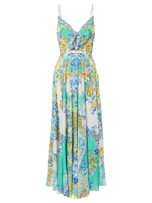 Camilla Embellished Printed Silk Maxi Dress - Multicoloured