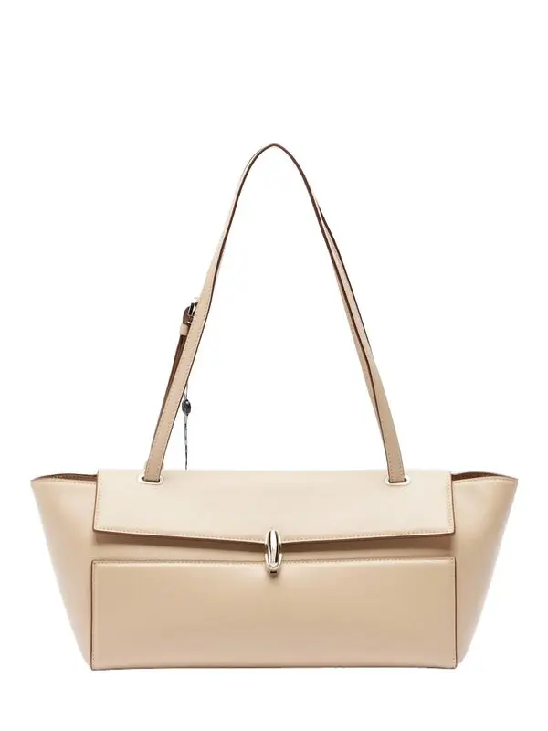 Savette Symmetry Trapeze Medium Leather Shoulder Bag - Beige