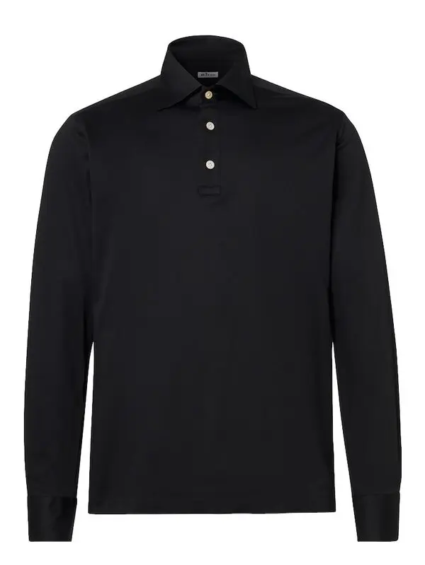 Kiton Cotton Poplin Polo Top - Black
