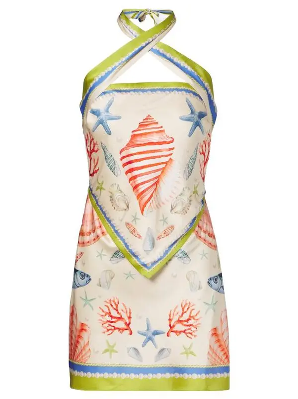 Retrofete Cable Printed Silk-blend Halterneck Dress - Multicoloured