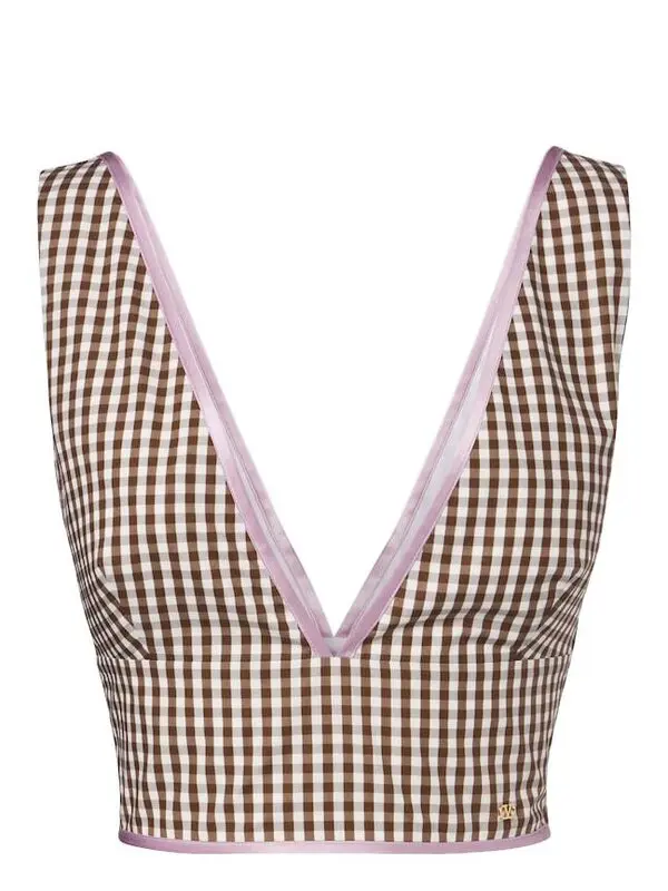 Valentino Garavani Gingham Cotton Crop Top - Multicoloured