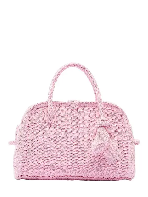 Jacquemus Turismo Small Raffia-effect Bowling Bag - Pink