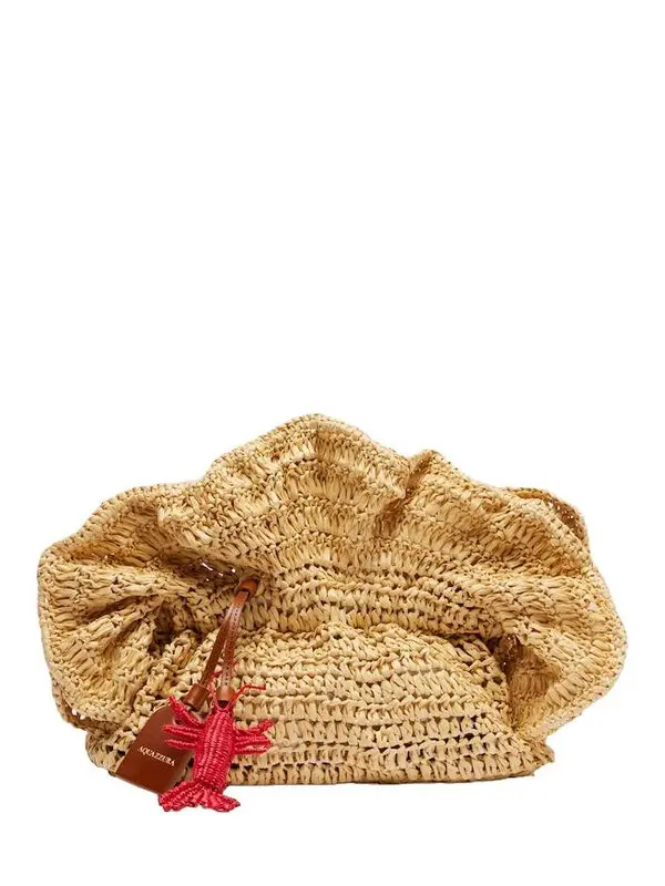 AQUAZZURA Paradise Raffia Clutch - Beige