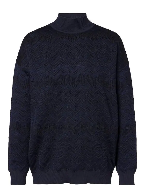 Missoni Zigzag High Neck Sweater - Blue