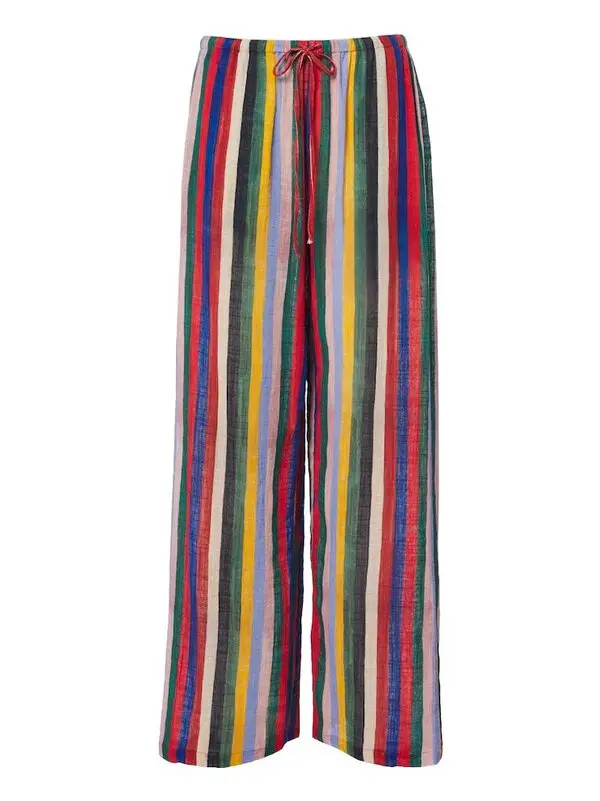 Staud Mateo Striped Cotton Wide-leg Trousers - Multicoloured