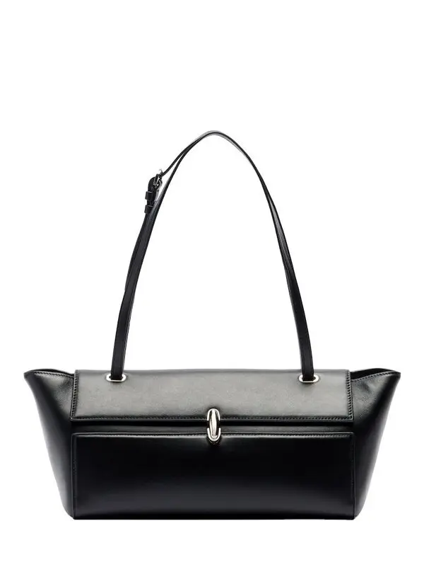 Savette Symmetry Trapeze Medium Leather Shoulder Bag - Charcoal