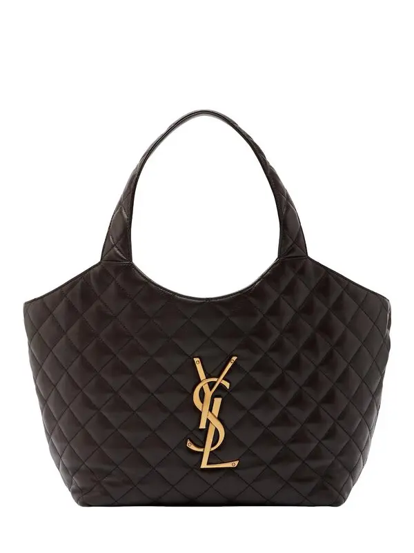 Saint Laurent Icare Medium Quilted Leather Shopper - Brown