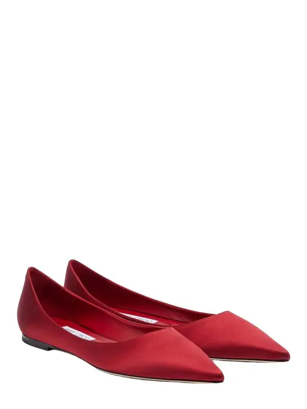 JIMMY CHOO Love Satin Ballet Flats - Red
