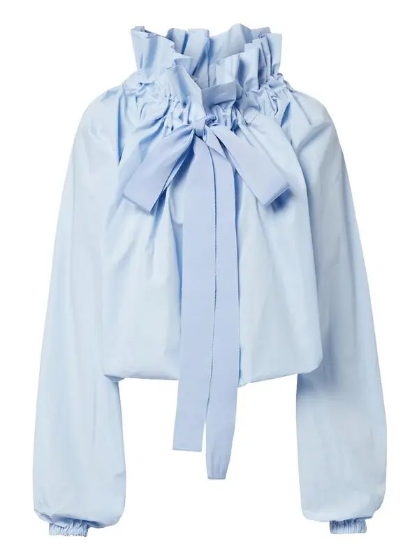 PATOU Bow-detail Cotton Poplin Blouse - Blue