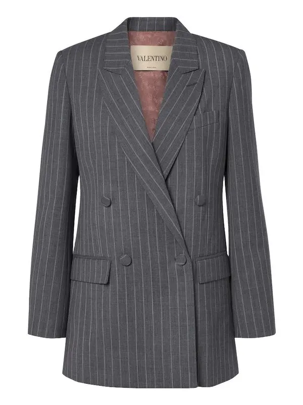 Valentino Garavani Virgin Wool Pinstripe Blazer - Grey