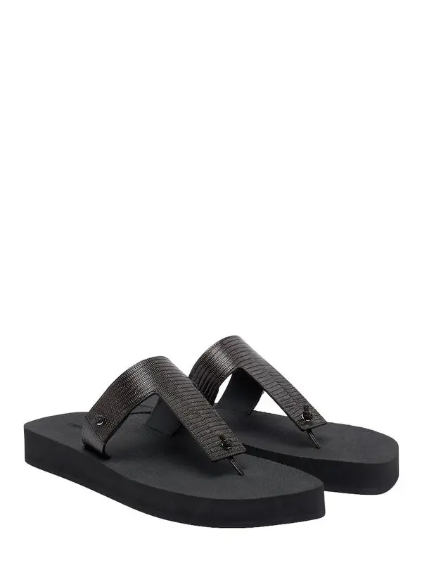 CHRISTEN Edge Leather Thong Sandals - Brown
