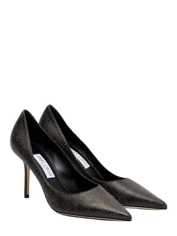 JIMMY CHOO Leather Pointed Toe High Heel Pumps - Black