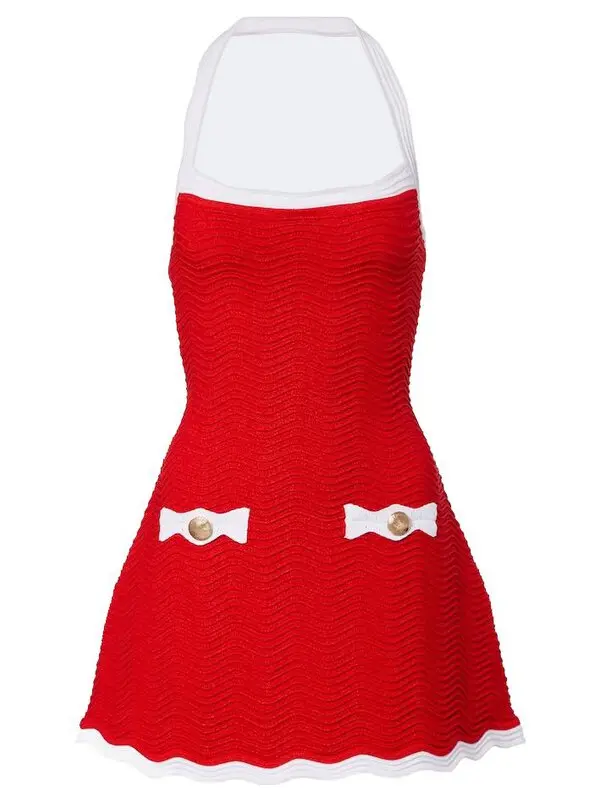 Retrofete Ondina Ribbed-knit Mini Dress - Red